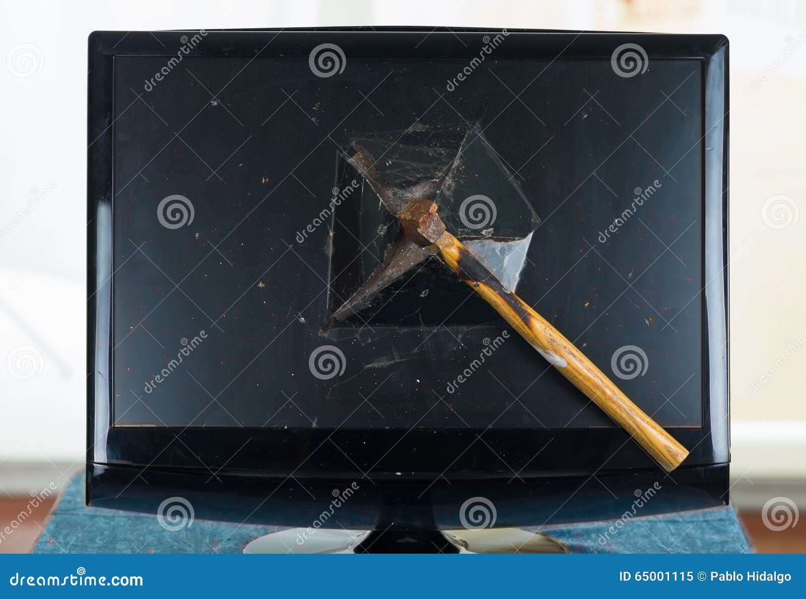 Standard Hammer Stuck Inside Broken Computer Stock Image - Image of ...