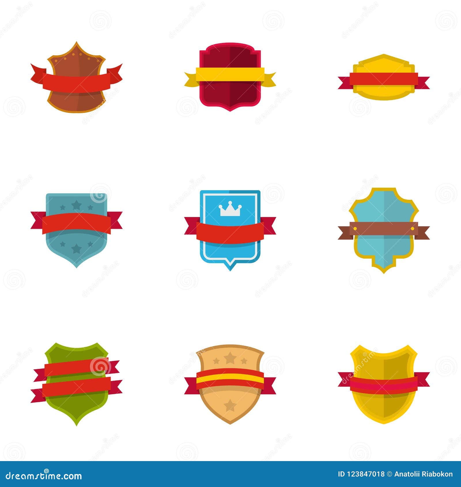 Standard Icons Set, Flat Style Stock Illustration - Illustration of ...