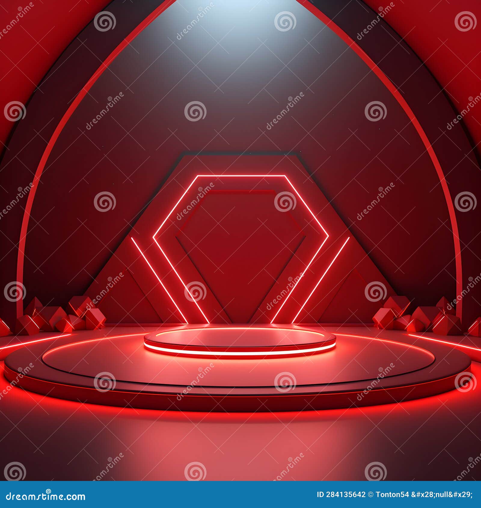 Standard Image of the Future Red, 3D, in the Form of a Lively Stage ...