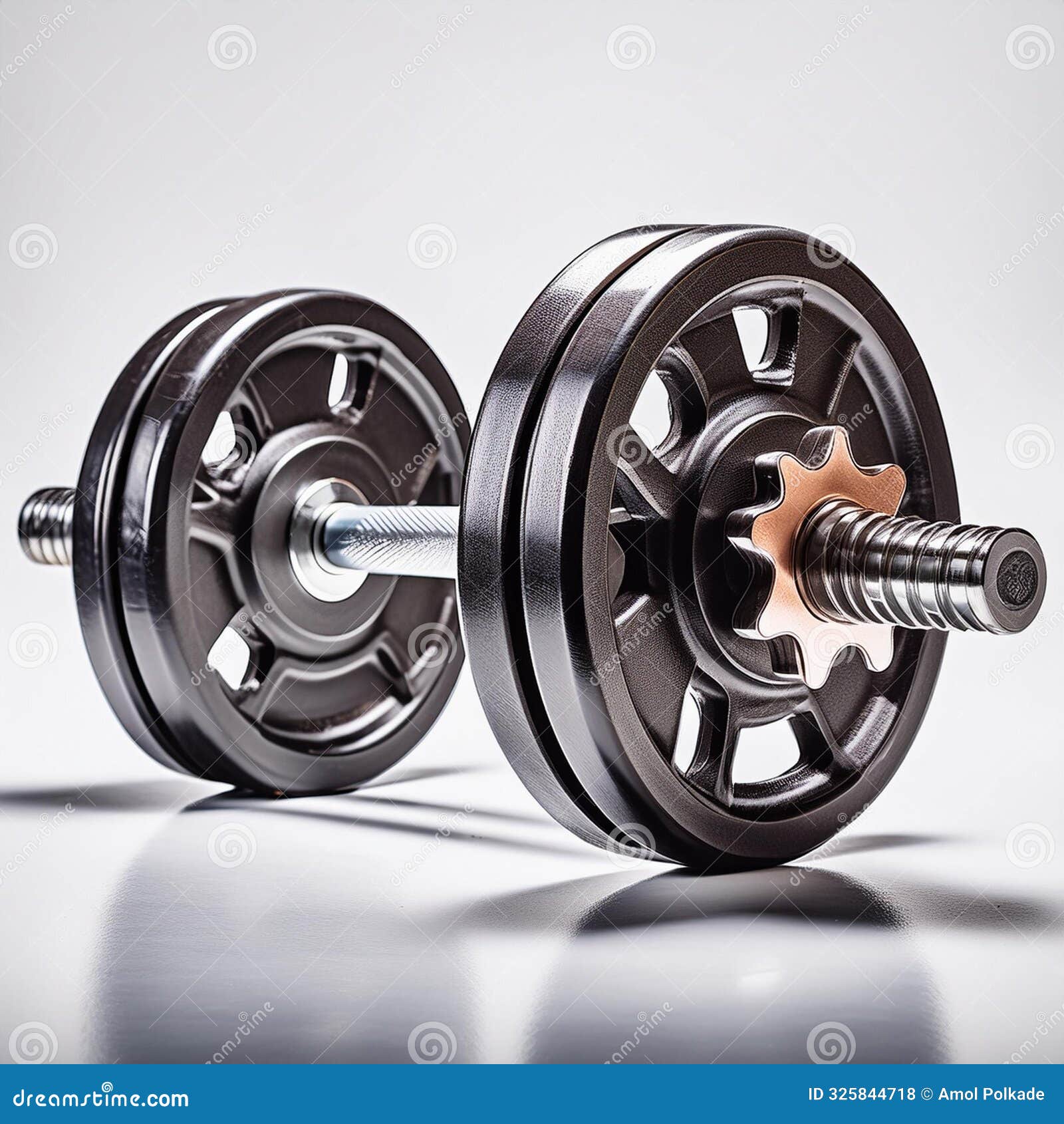 A Standard Olympic Barbell with Weight Plates on Both Ends, Isolated on ...