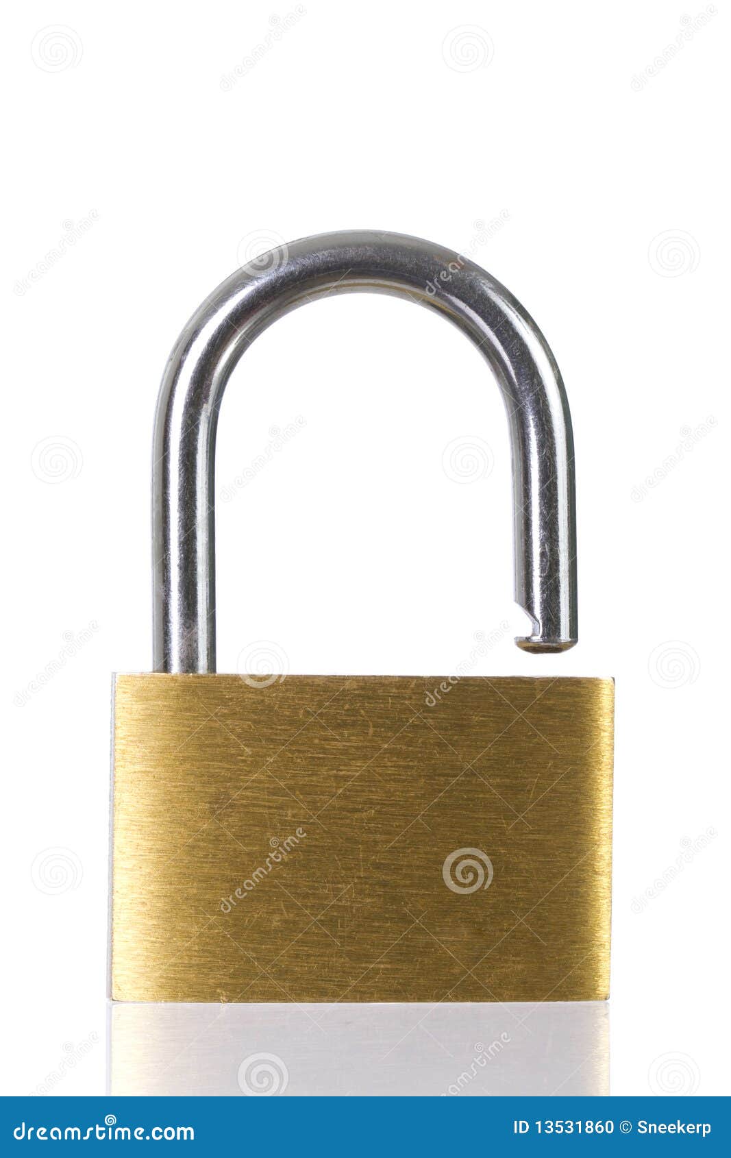 Standard Open Gold Padlock on White Background Stock Photo - Image of ...