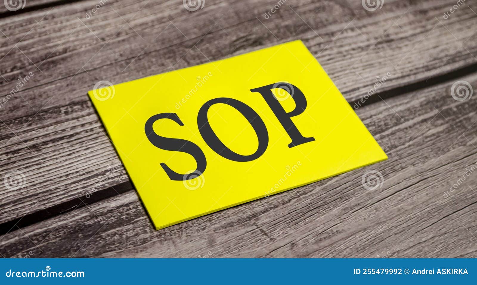 Standard Operating Procedure Text on the Yellow Sticker and Wooden ...