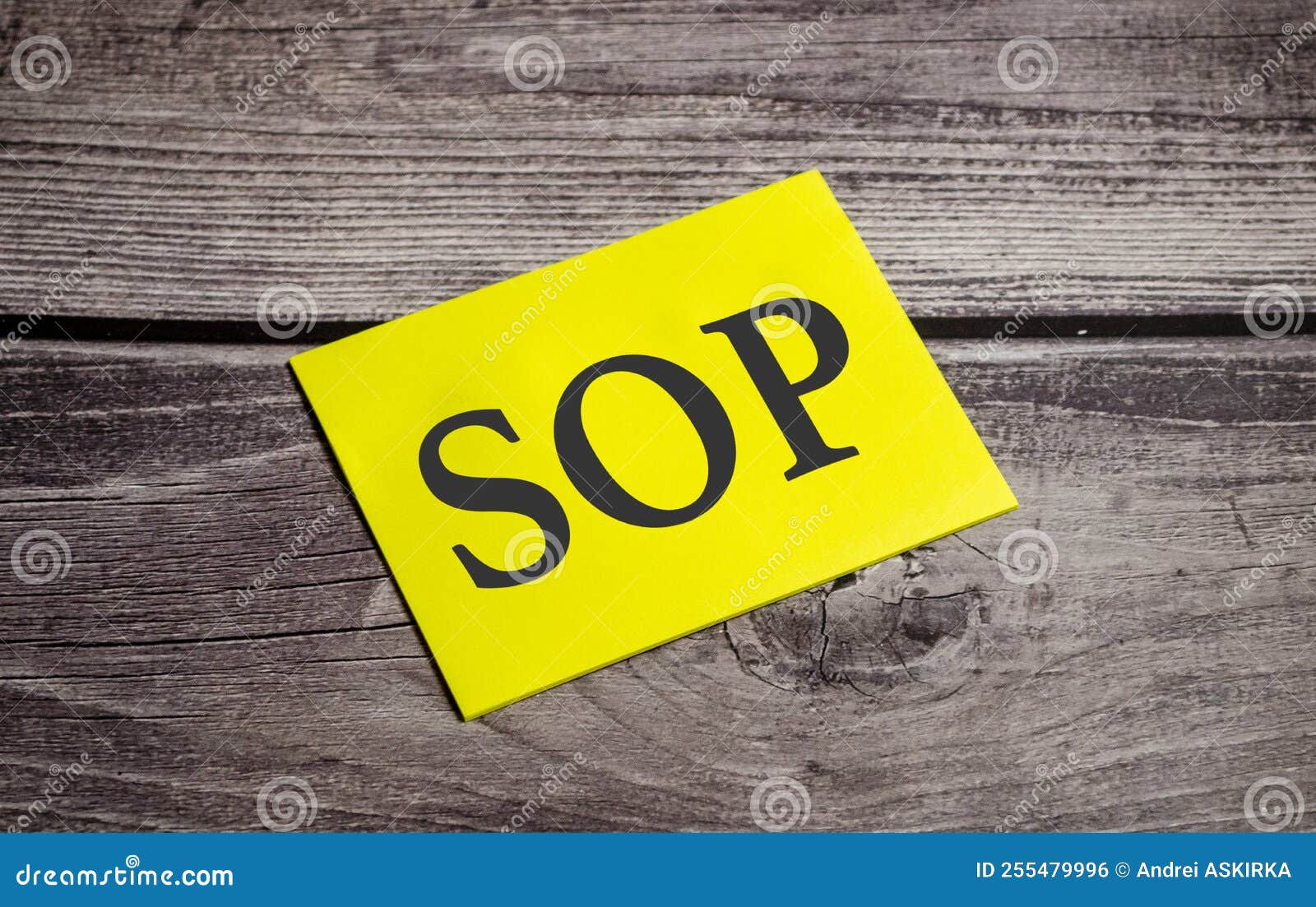 Standard Operating Procedure Text on the Yellow Sticker and Wooden ...