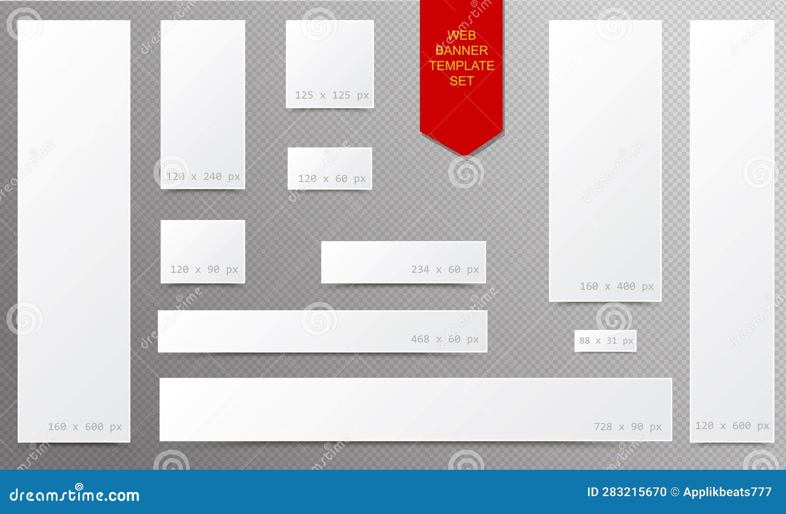 Standard Size Empty White Blank Web Banner Set with Curled Edges Effect ...
