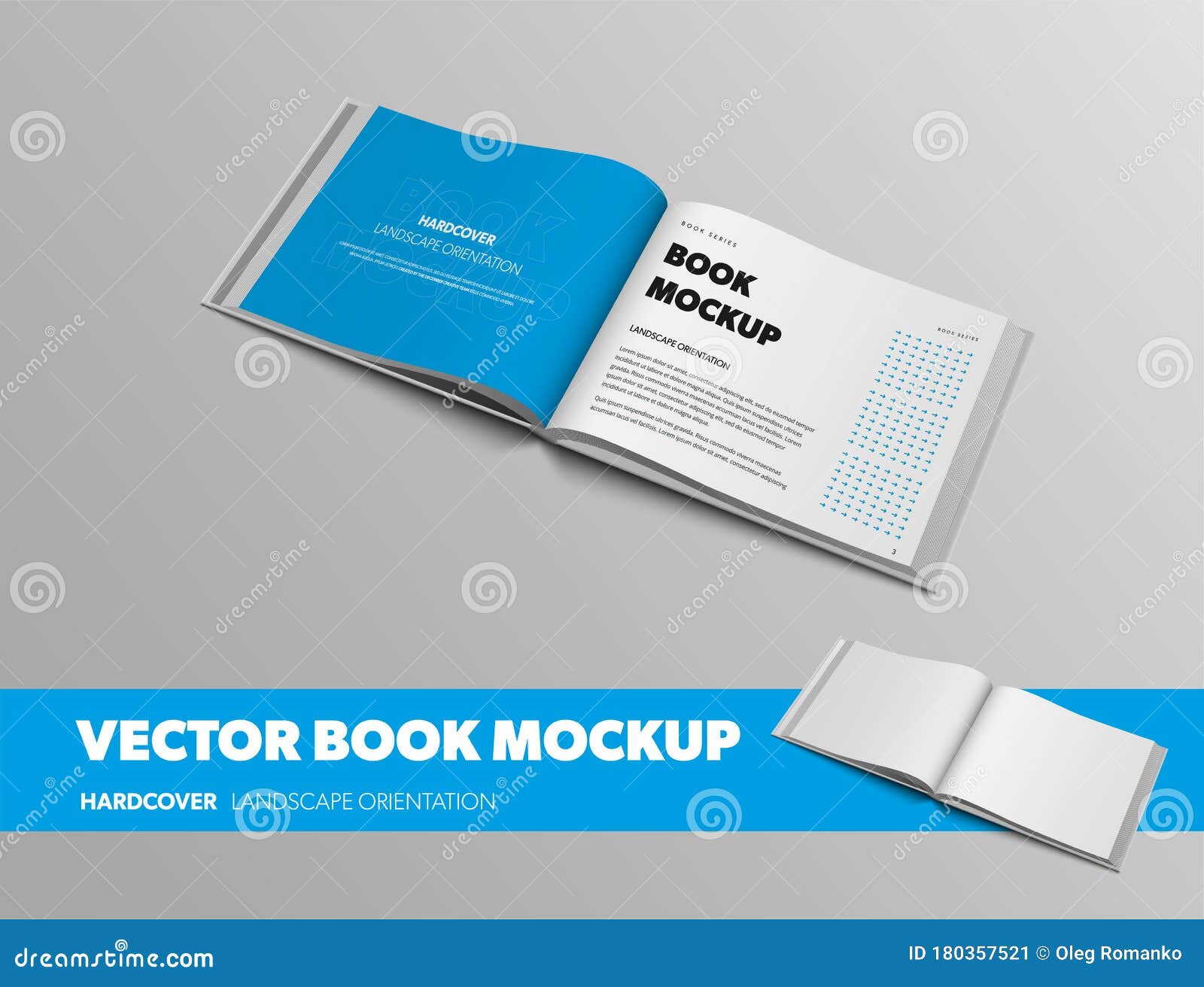 Standard Size Open Book Template with Abstract Pattern, with Blue Page ...