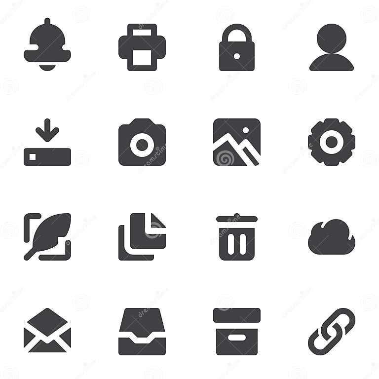Standard Universal Minimal Vector Icons Set Stock Vector - Illustration ...
