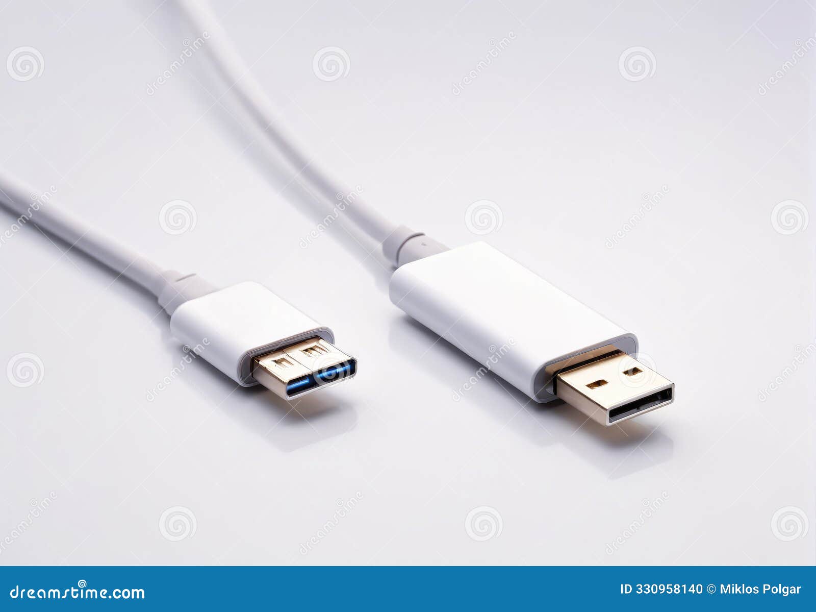 Standard USB Cable Connected on Clean Surface in Bright Indoor Lighting ...