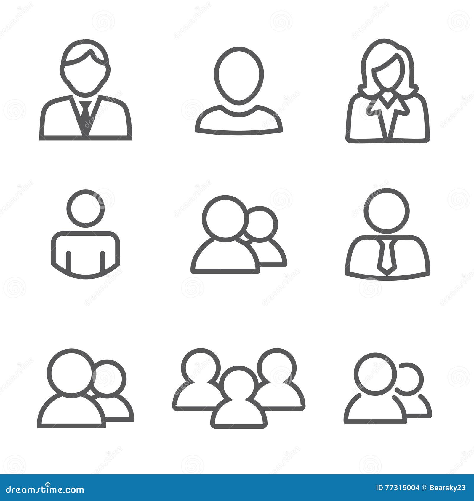 Standard User Icon Set Cartoon Vector | CartoonDealer.com #78959415