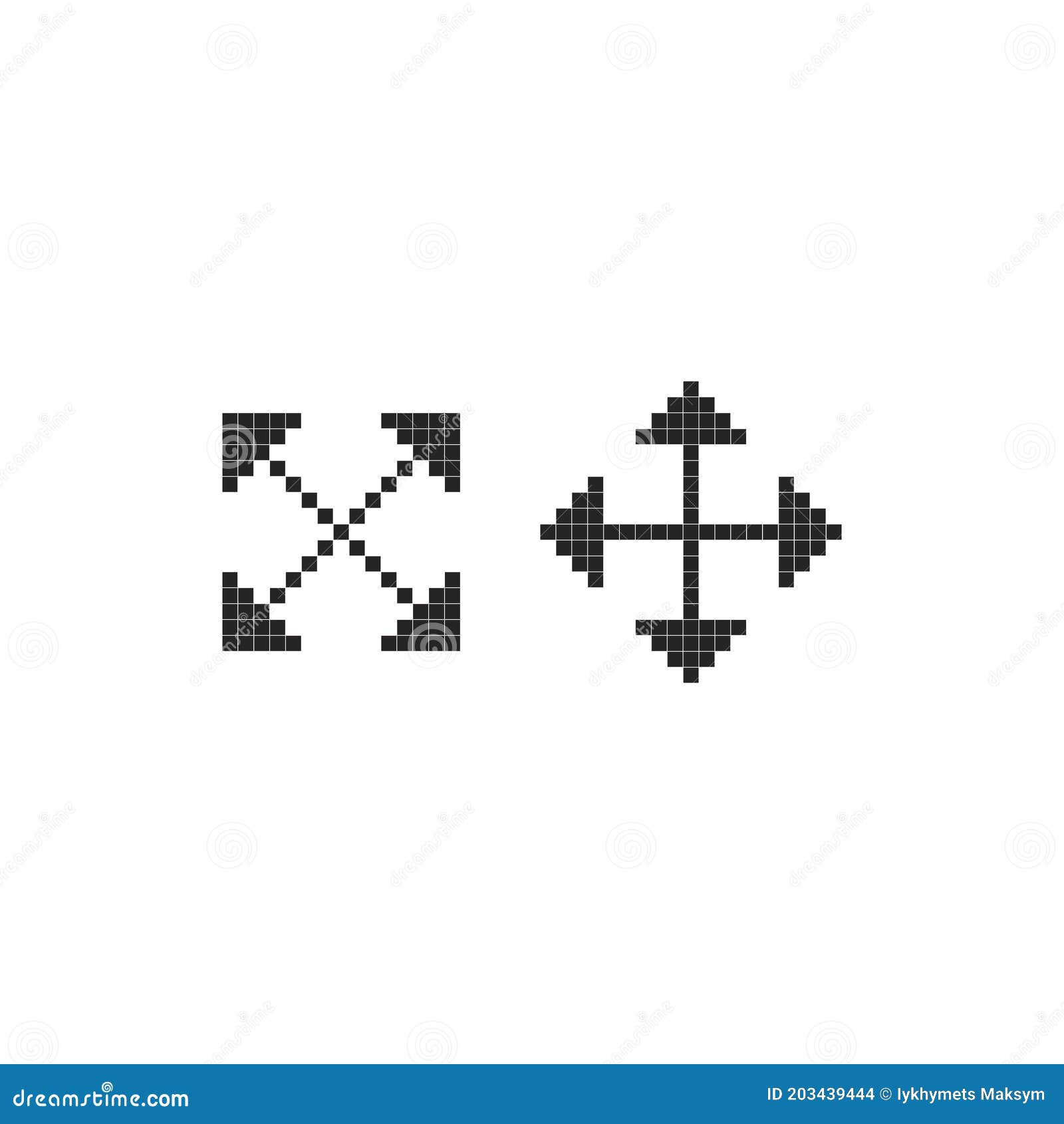 Standard White and Black Pixel Cursors Vector Collection Isolated on ...