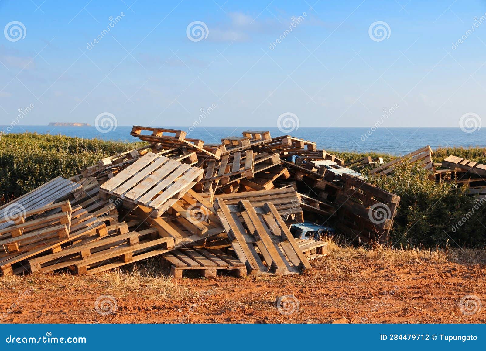 Standard wooden pallets stock photo. Image of goods - 284479712