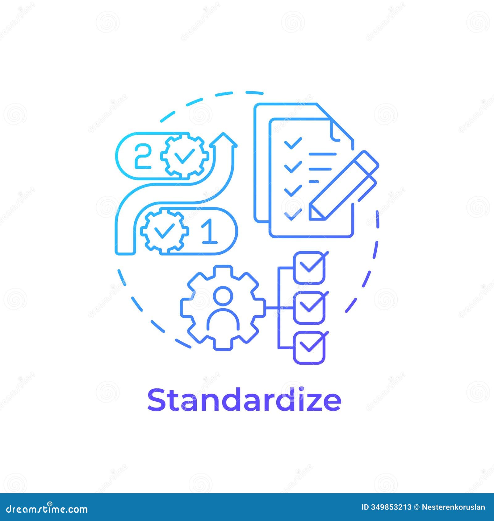 Standardize Blue Gradient Concept Icon Cartoon Vector | CartoonDealer ...