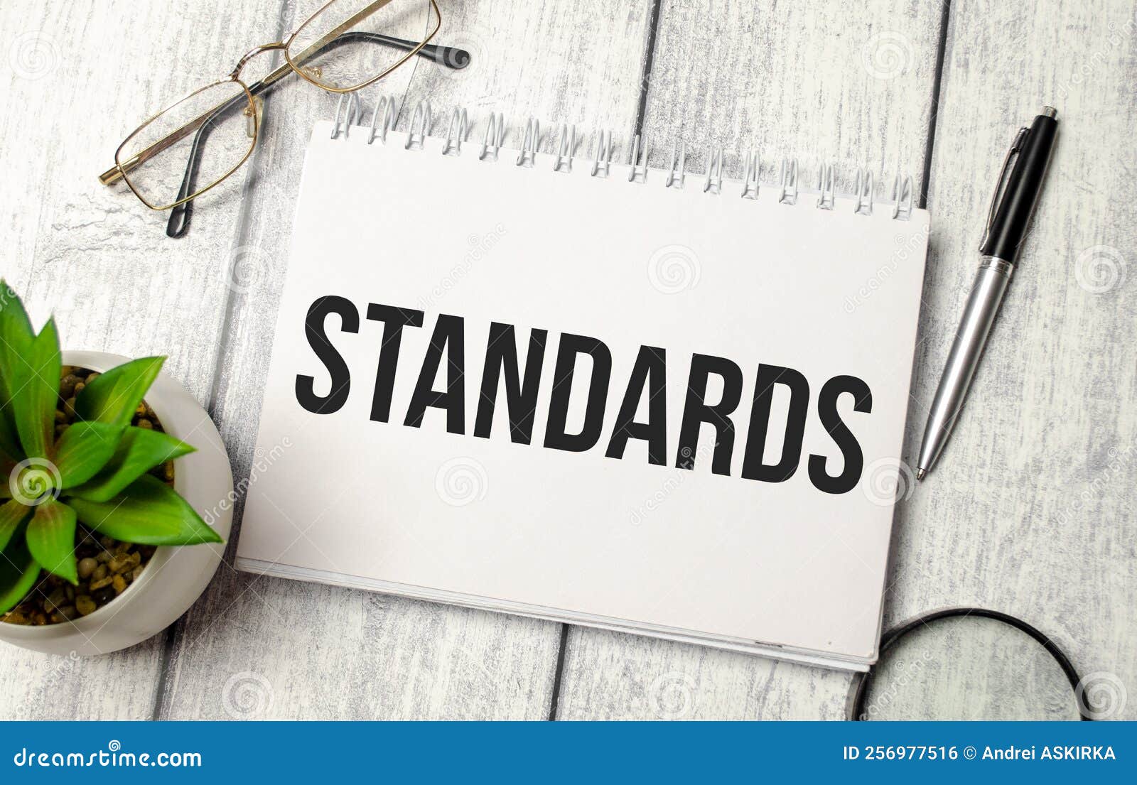 Standards Word on White Notepad and Pen Stock Photo - Image of workflow ...