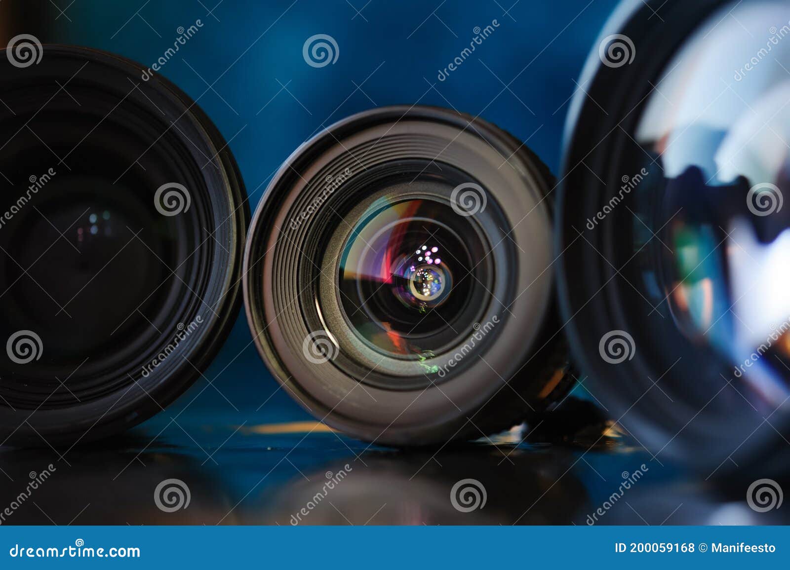 Standart Camera Lens with Aperture Inside, Colorful Reflection. Stock ...