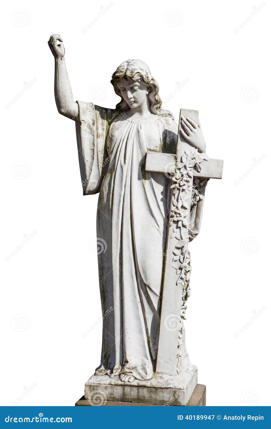 Standbeeld Van De Engel Op Wit Wordt Geïsoleerd Dat Stock Afbeelding ...