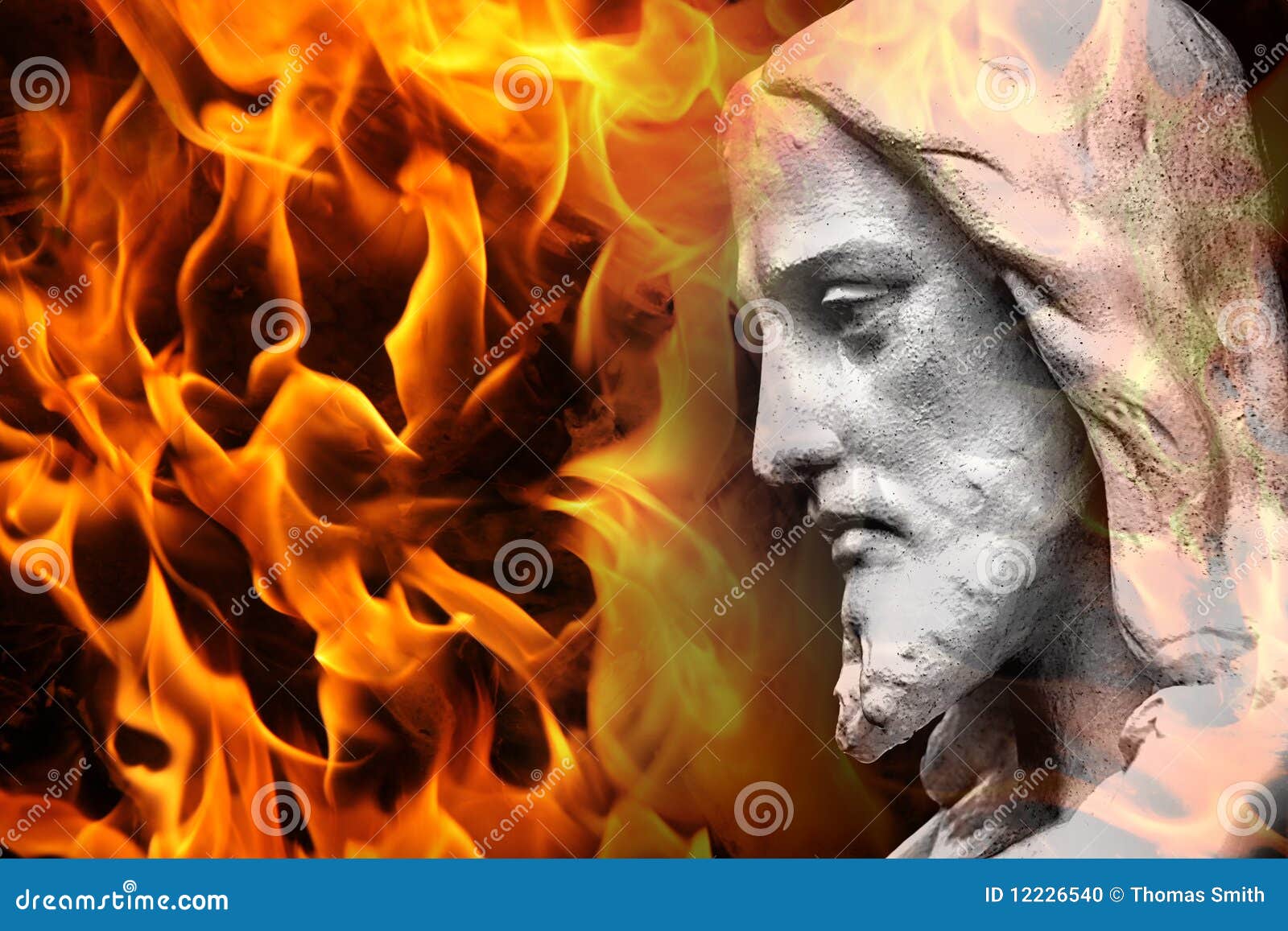 Standbeeld Van Jesus/God Met Brand Stock Foto - Image of christus ...