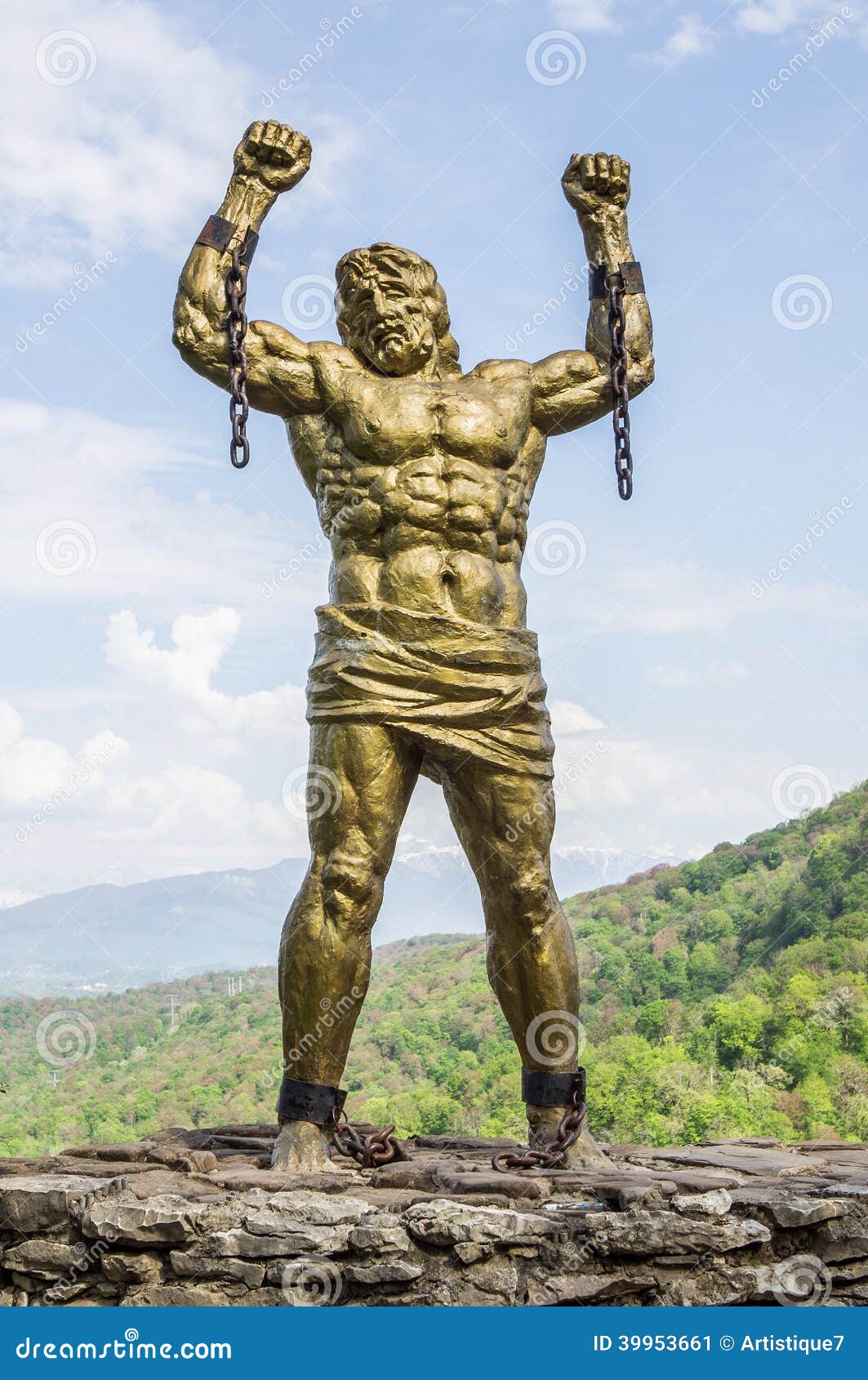 Standbeeld Van Prometheus Met Gebroken Ketting Stock Afbeelding - Image ...