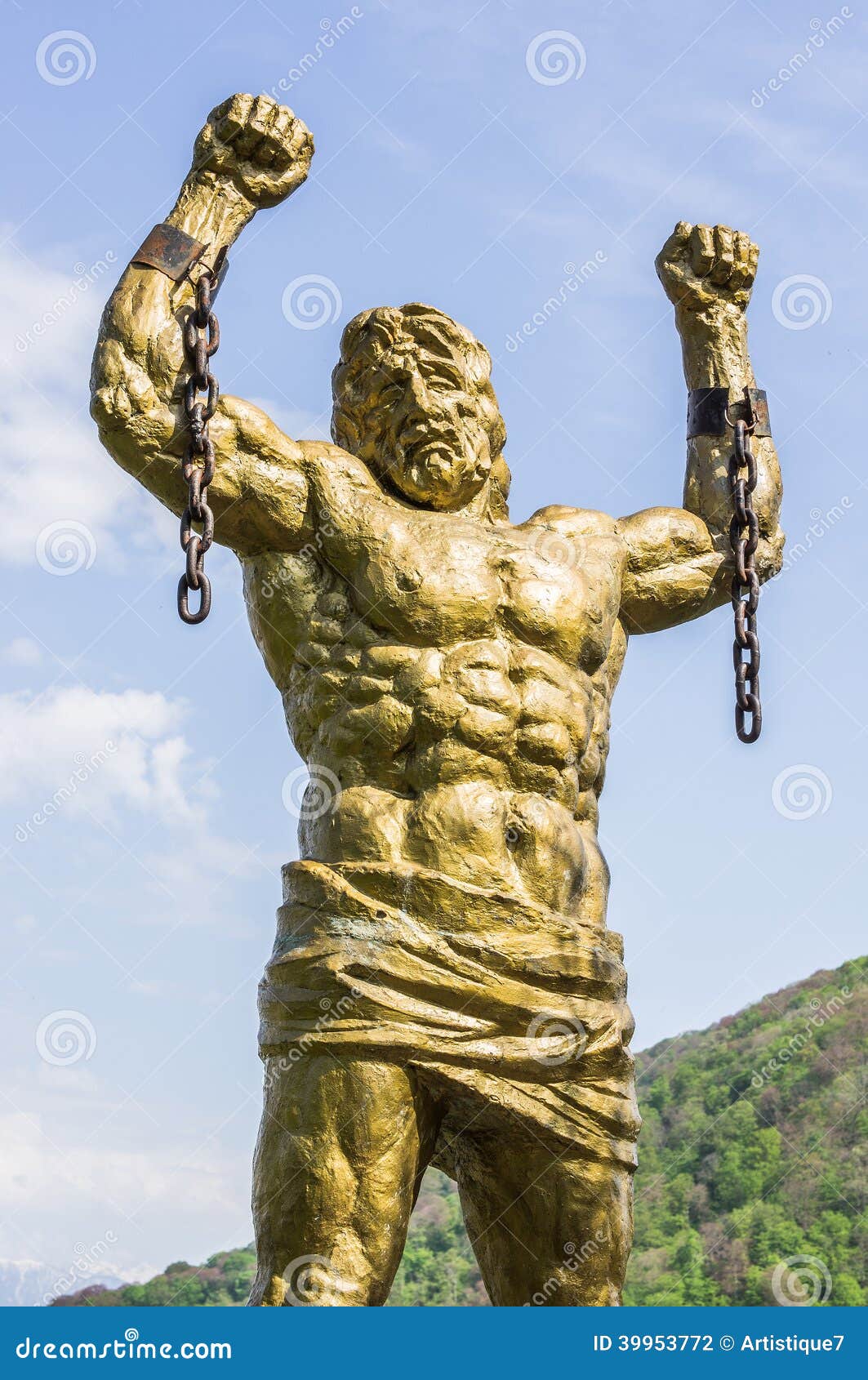 Standbeeld Van Prometheus Met Gebroken Ketting Stock Foto - Image of ...