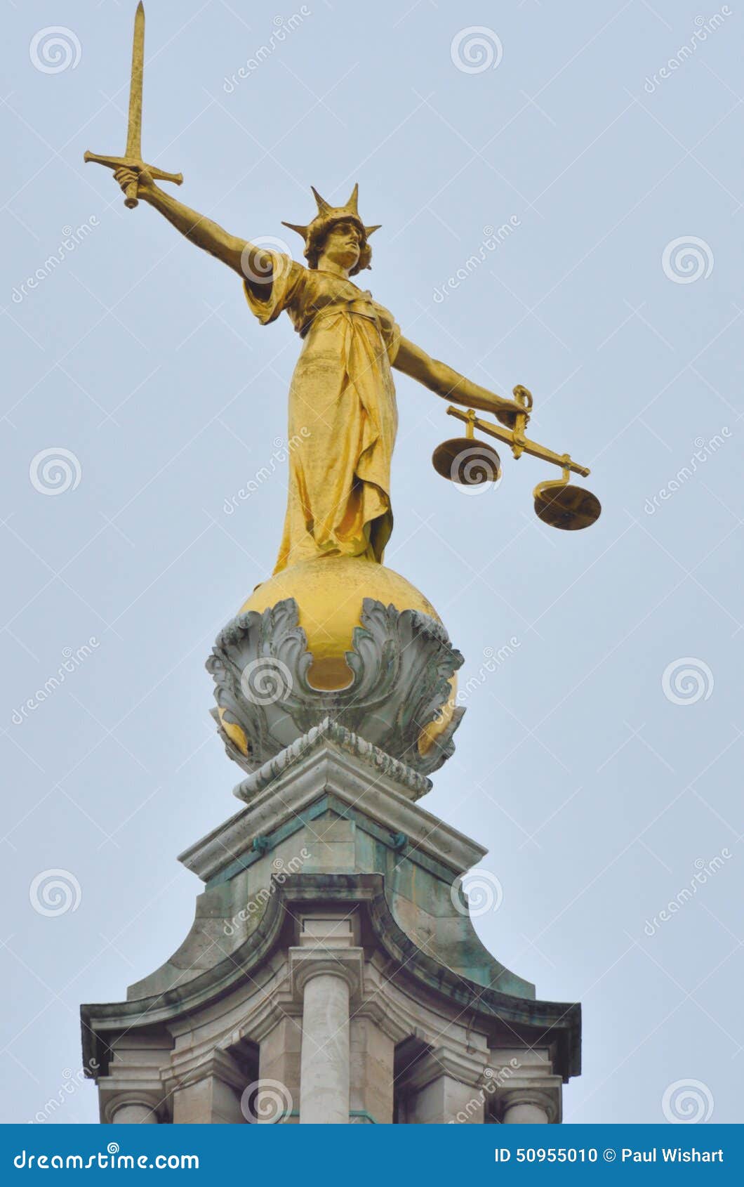 Standbeeld Van Rechtvaardigheid Old Bailey Stock Foto - Image of brits ...