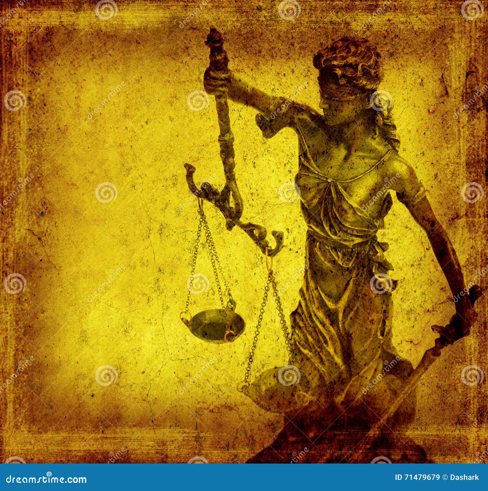 Standbeeld Van Rechtvaardigheid Op Oude Document Achtergrond Stock ...