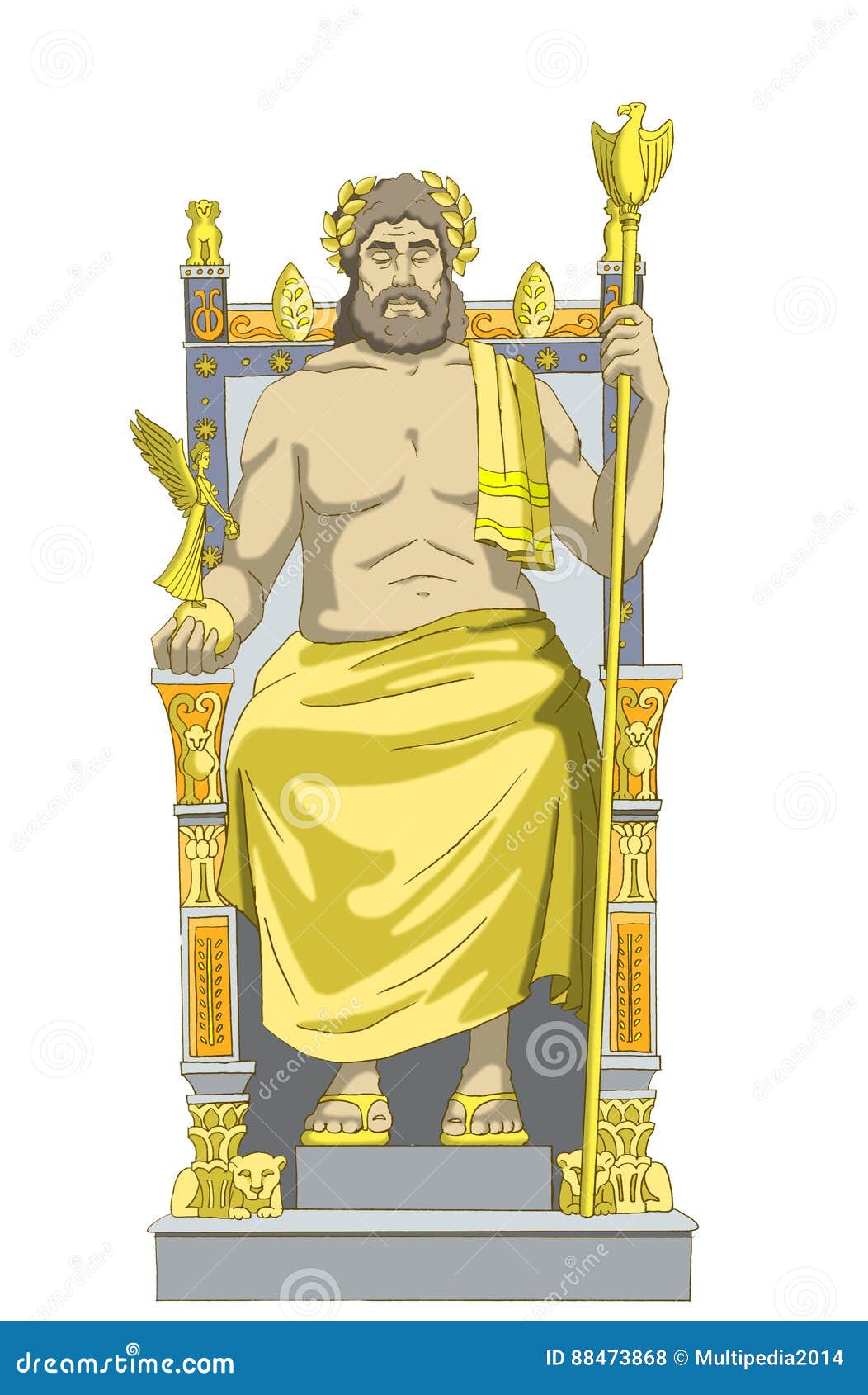 Standbeeld Van Zeus Isolated Op Witte Achtergrond Stock Illustratie ...