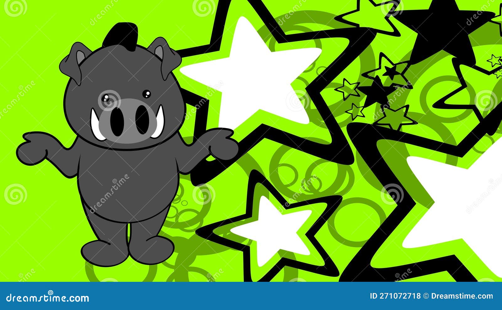 Standig Boar Chibi Kid Character Cartoon Background Illustration Stock ...