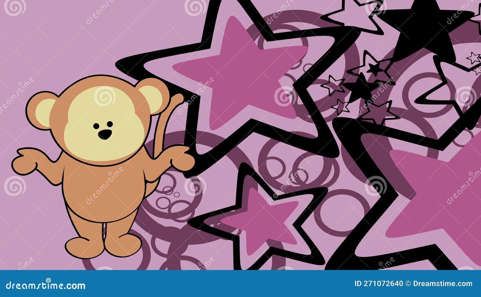 Standig Monkey Chibi Kid Character Cartoon Background Illustration ...