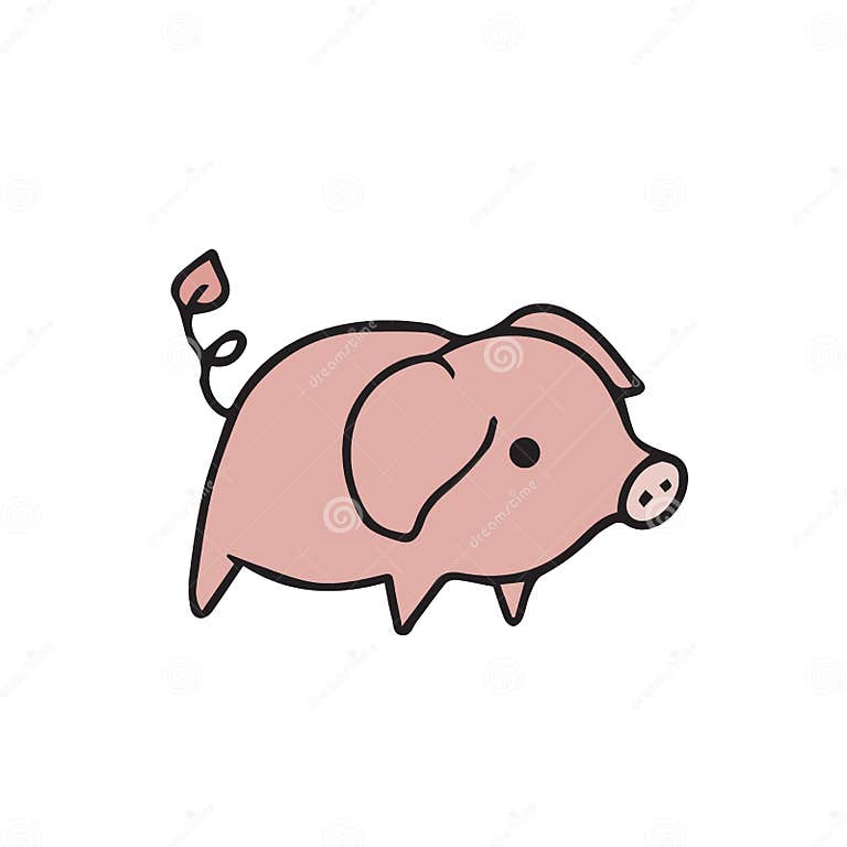 Standing Alone Pig Cartoon Drawing Stock Vector - Illustration of ...