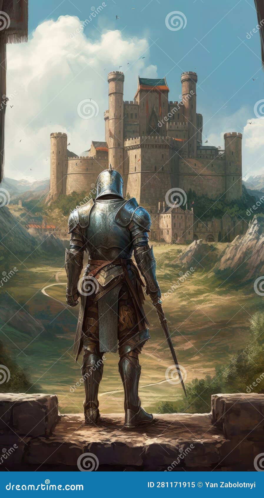 Standing Backwards the Armored Knight is Shown Out in Front of a ...
