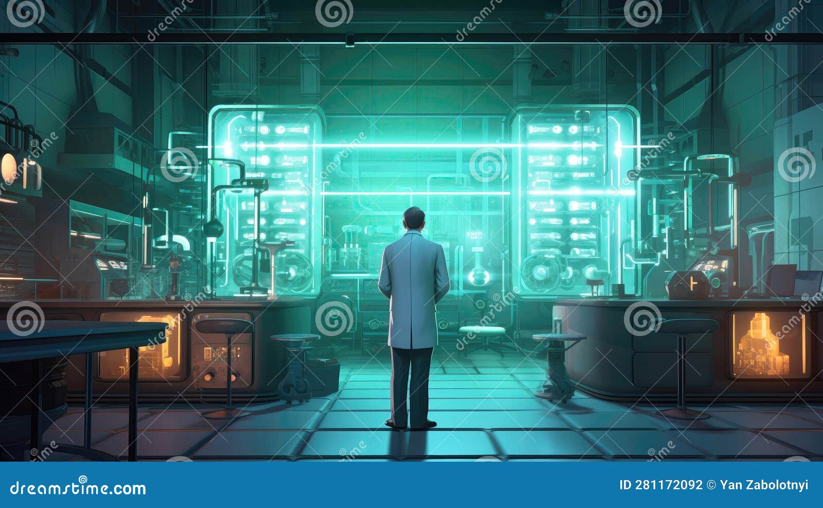 Standing Backwards the Scientist is Shown Out in Front of a ...