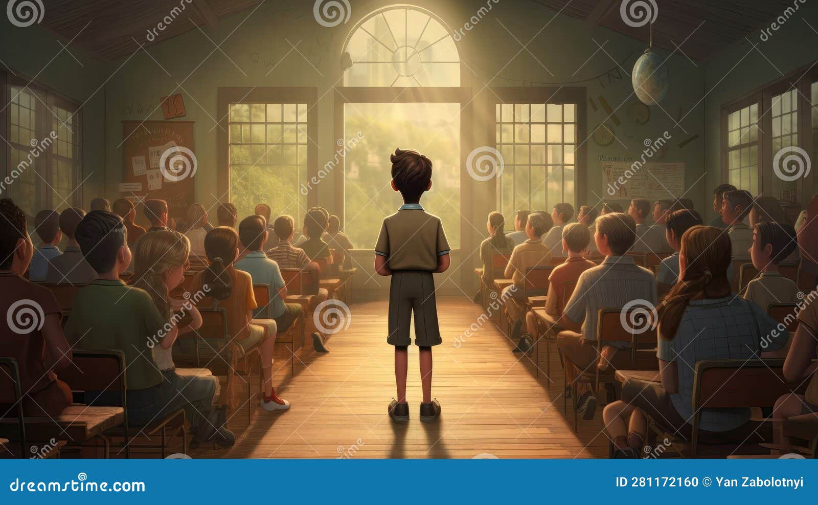 Standing Backwards the Teacher is Shown Out in Front of a Classroom ...