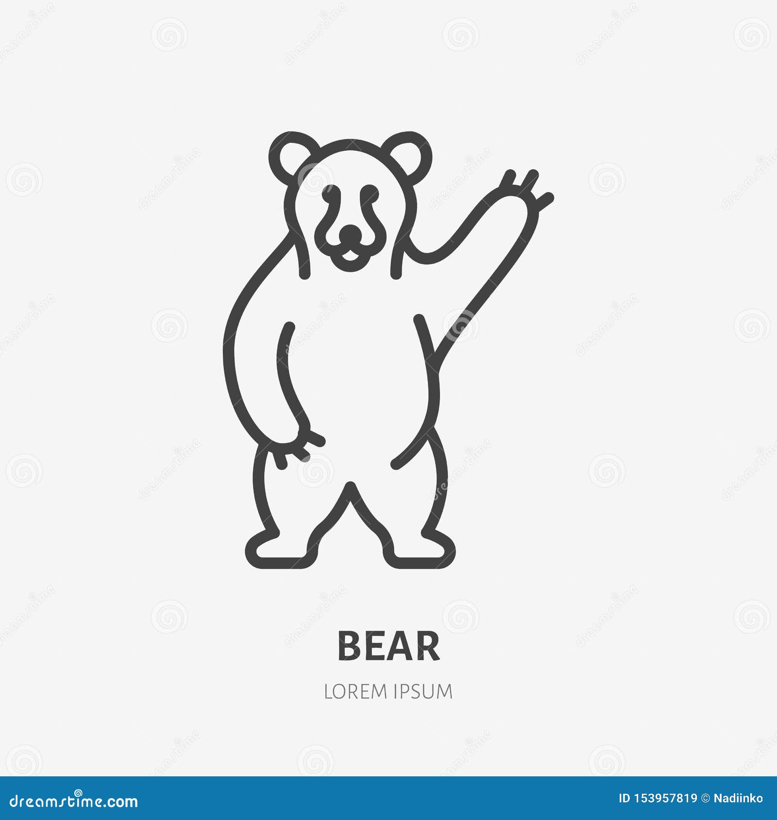 Standing Bear Flat Line Icon. Vector Thin Sign of Wild Animal Stock ... Standing Bear Flat Line Icon. Vector Thin Sign of Wild Animal Stock ...