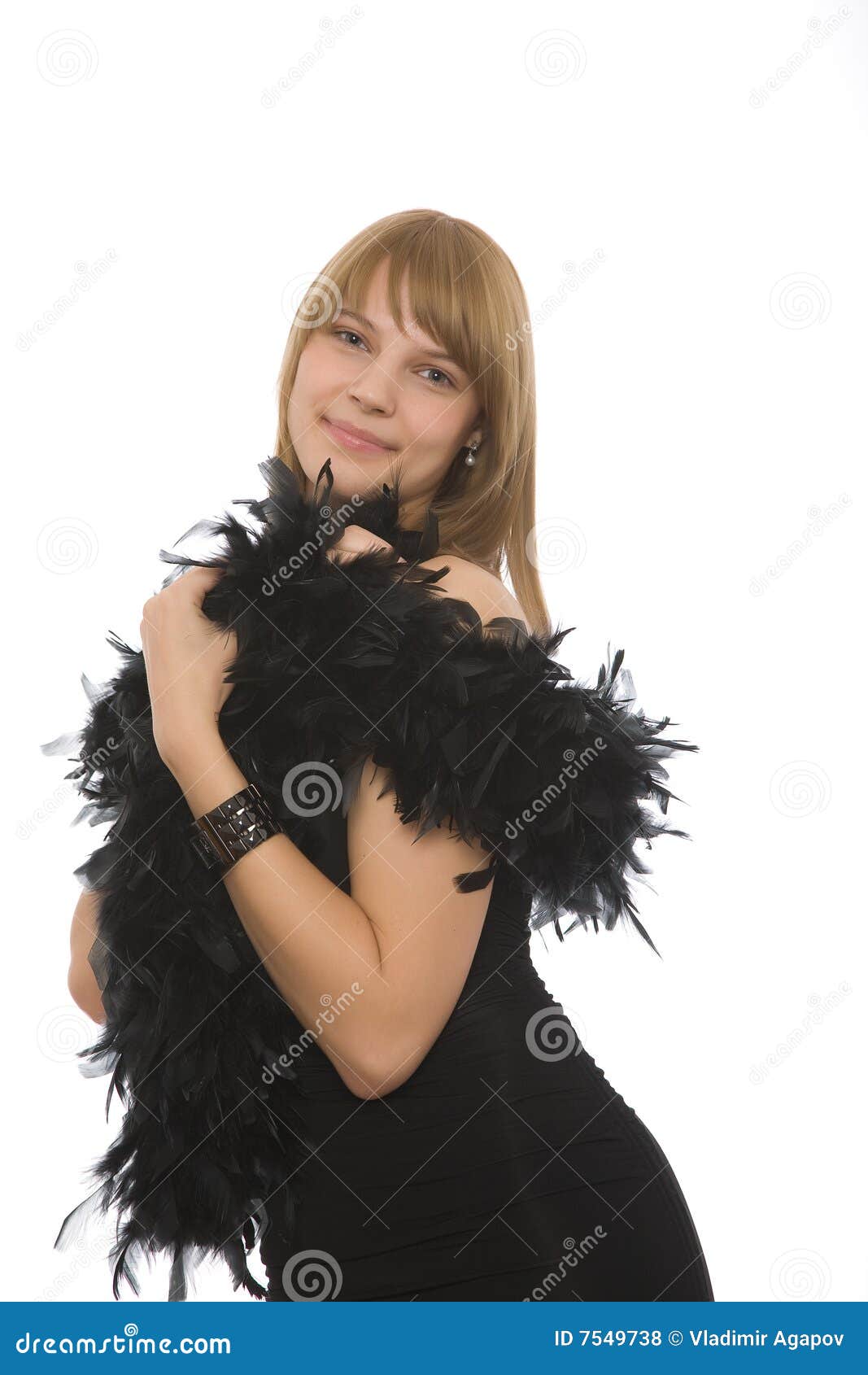 Standing Beautiful Girl in Boa Stock Photo - Image of young, plume: 7549738
