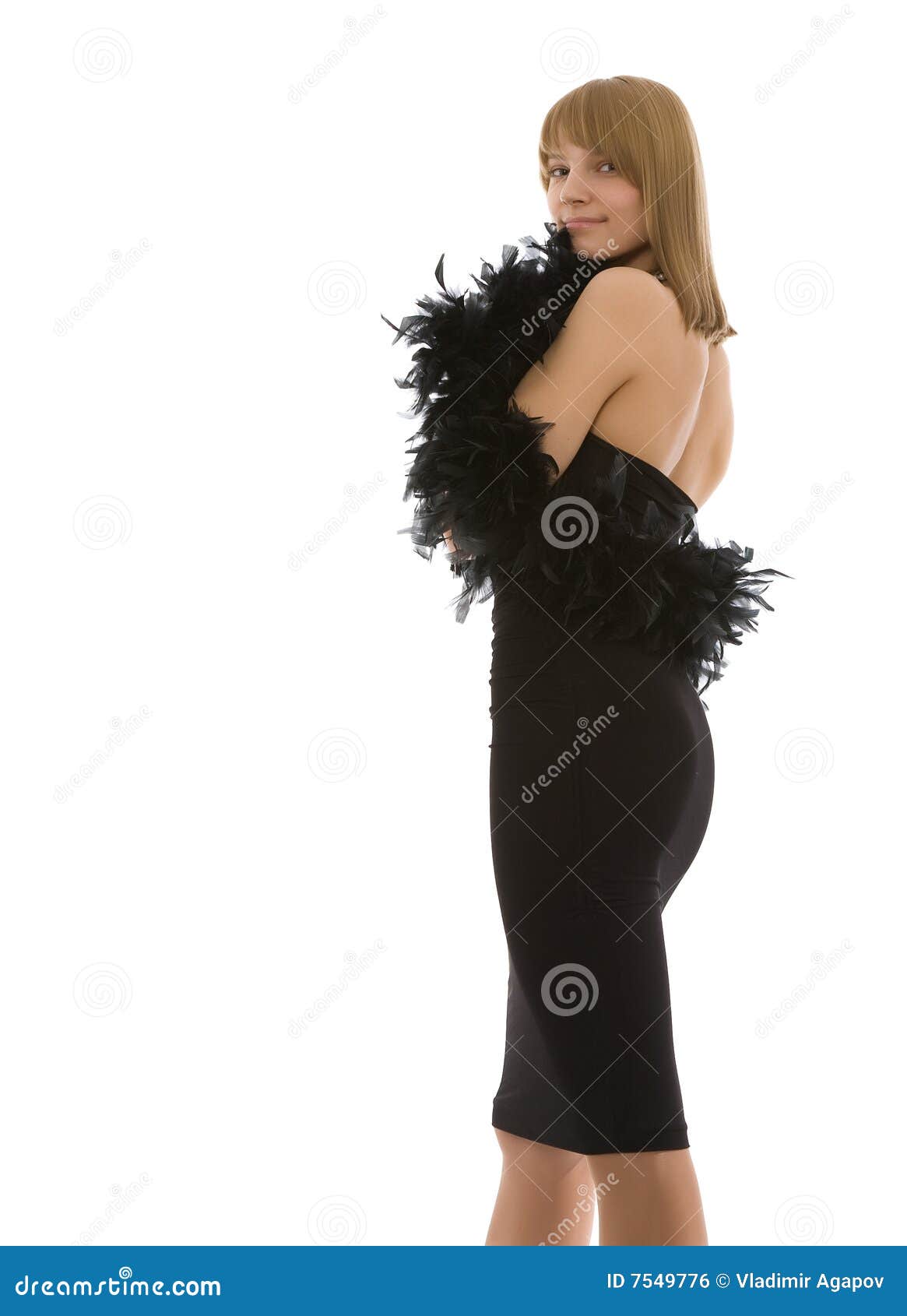 Standing Beautiful Girl in Boa Stock Photo - Image of single, side: 7549776