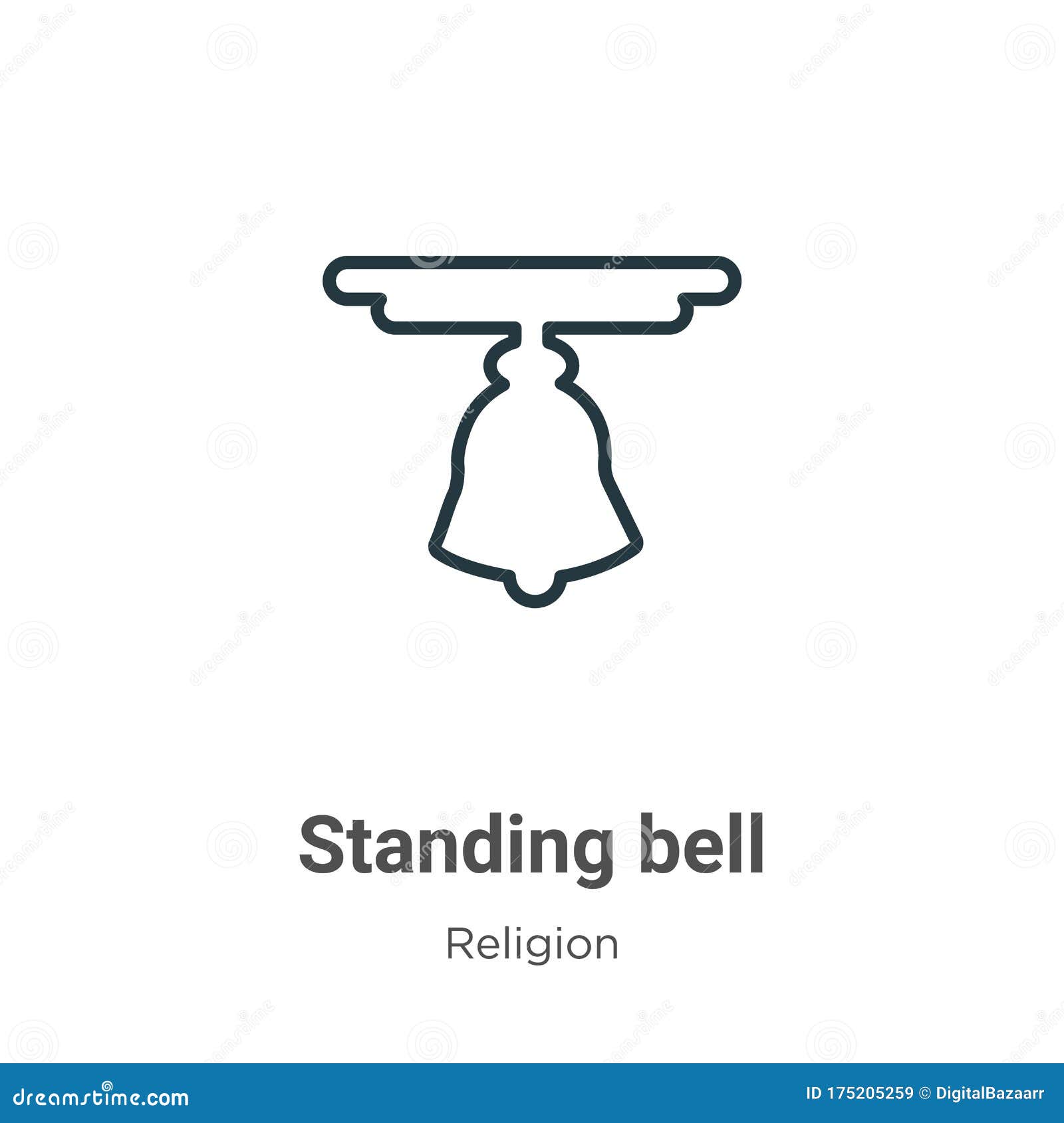 Standing Bell Outline Vector Icon. Thin Line Black Standing Bell Icon ...