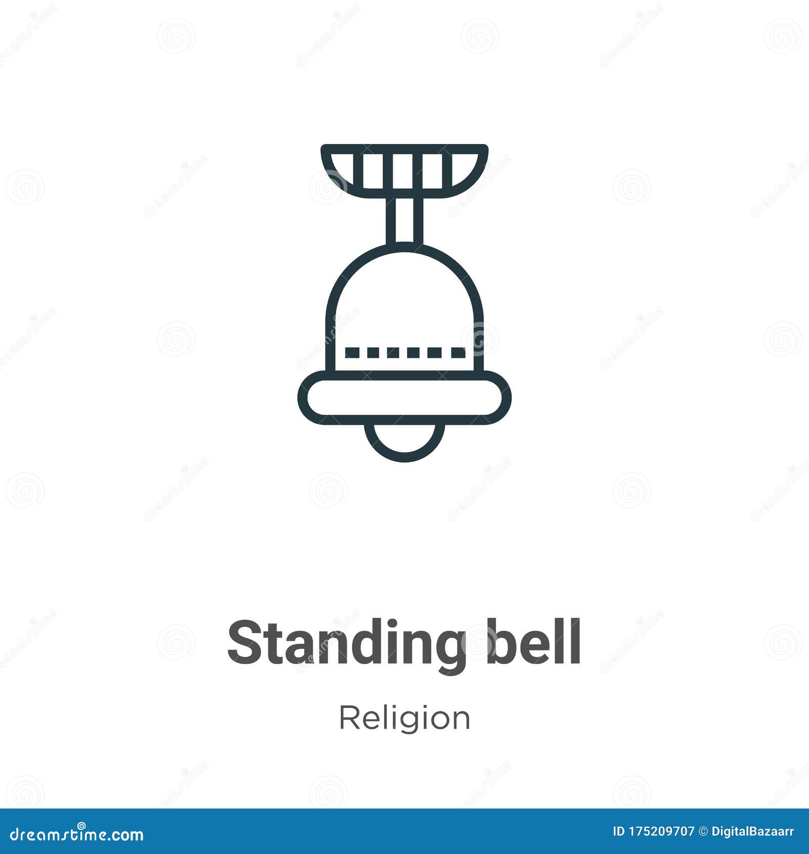 Standing Bell Outline Vector Icon. Thin Line Black Standing Bell Icon ...