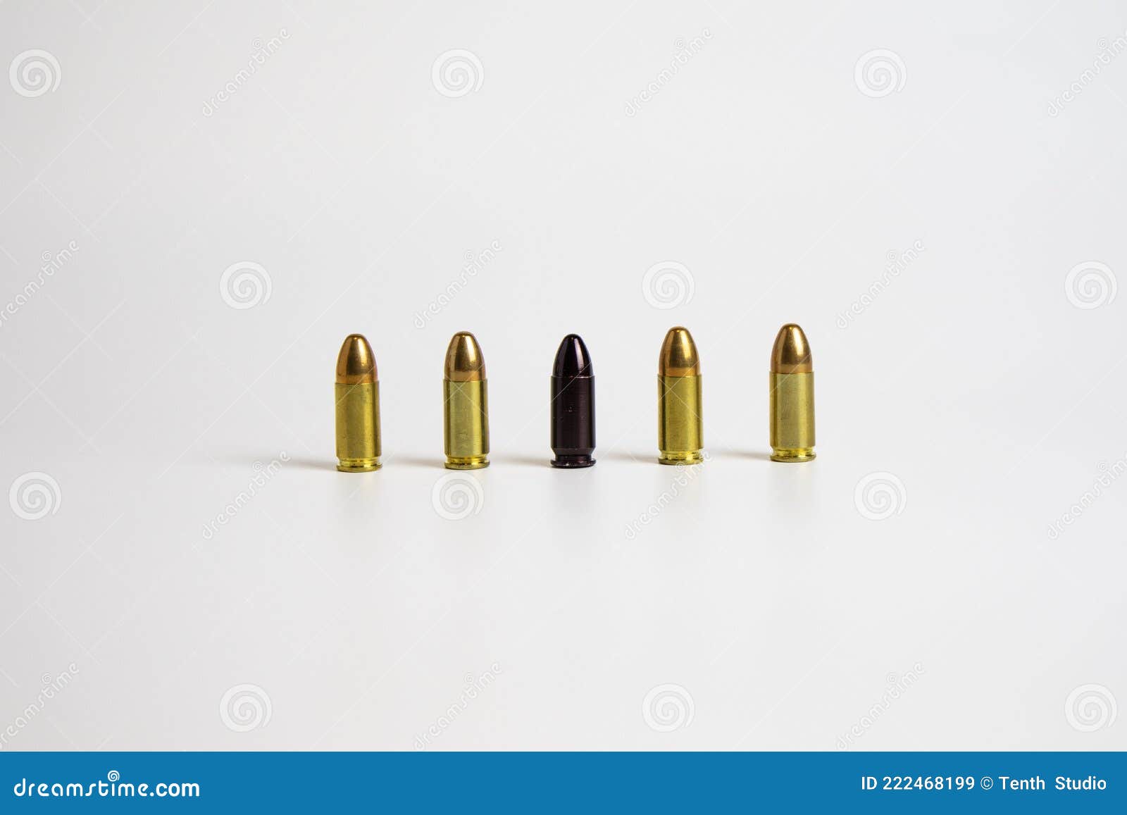 Standing Black and Gold Bullets Stock Image - Image of gadget, handgun ...