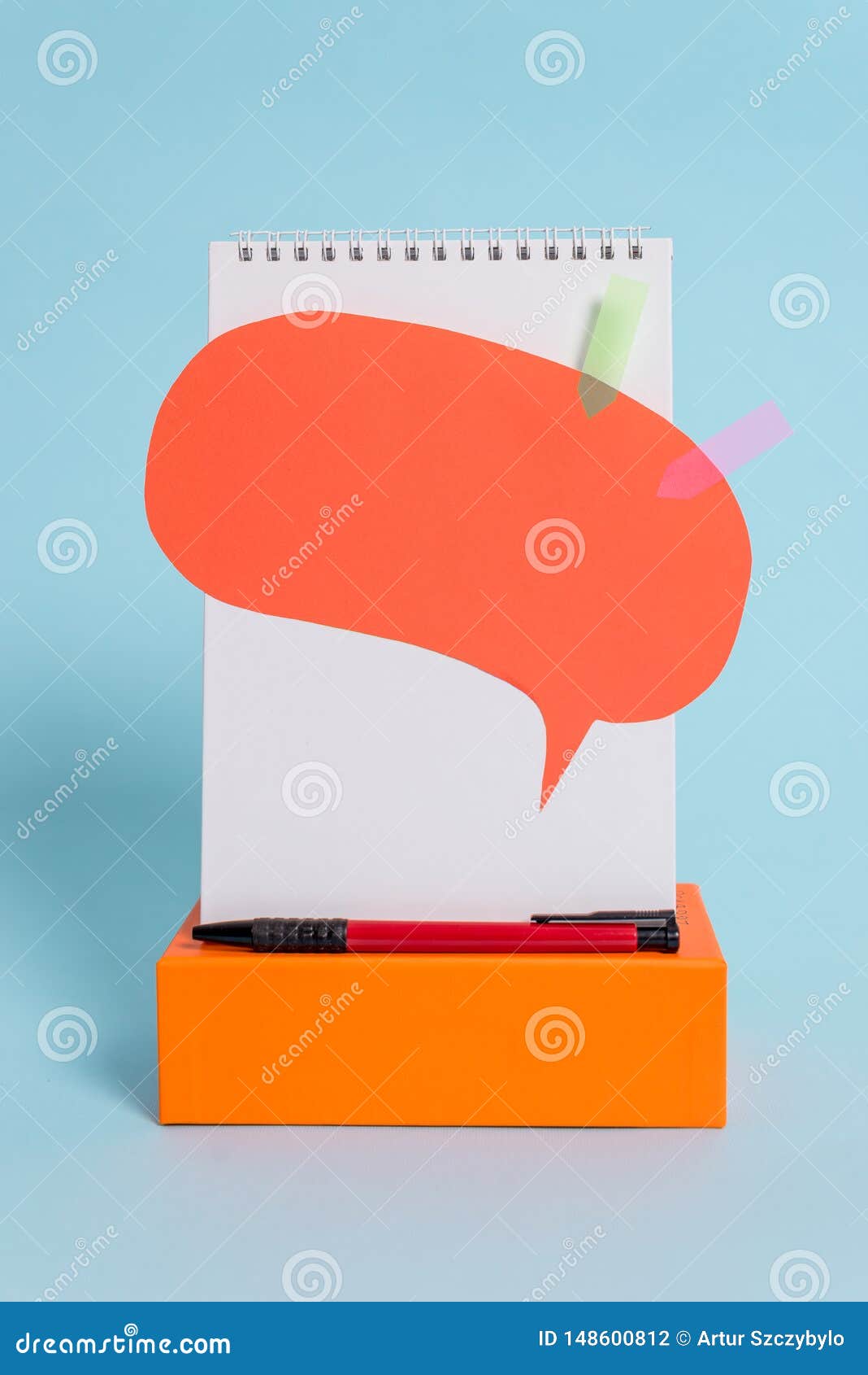 Standing Blank Spiral Notepad Speech Bubble Arrow Banners Rectangular ...