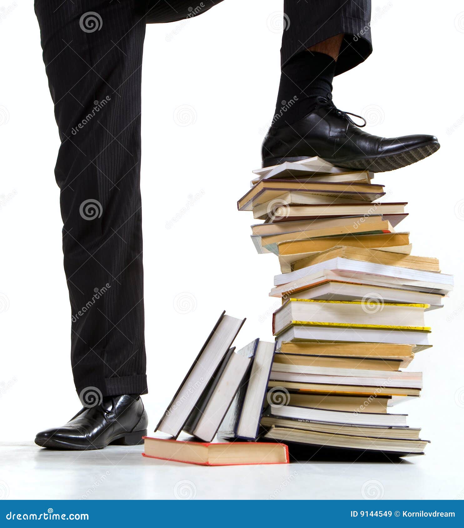 Standing on book stack stock image. Image of shoes, isolated - 9144549