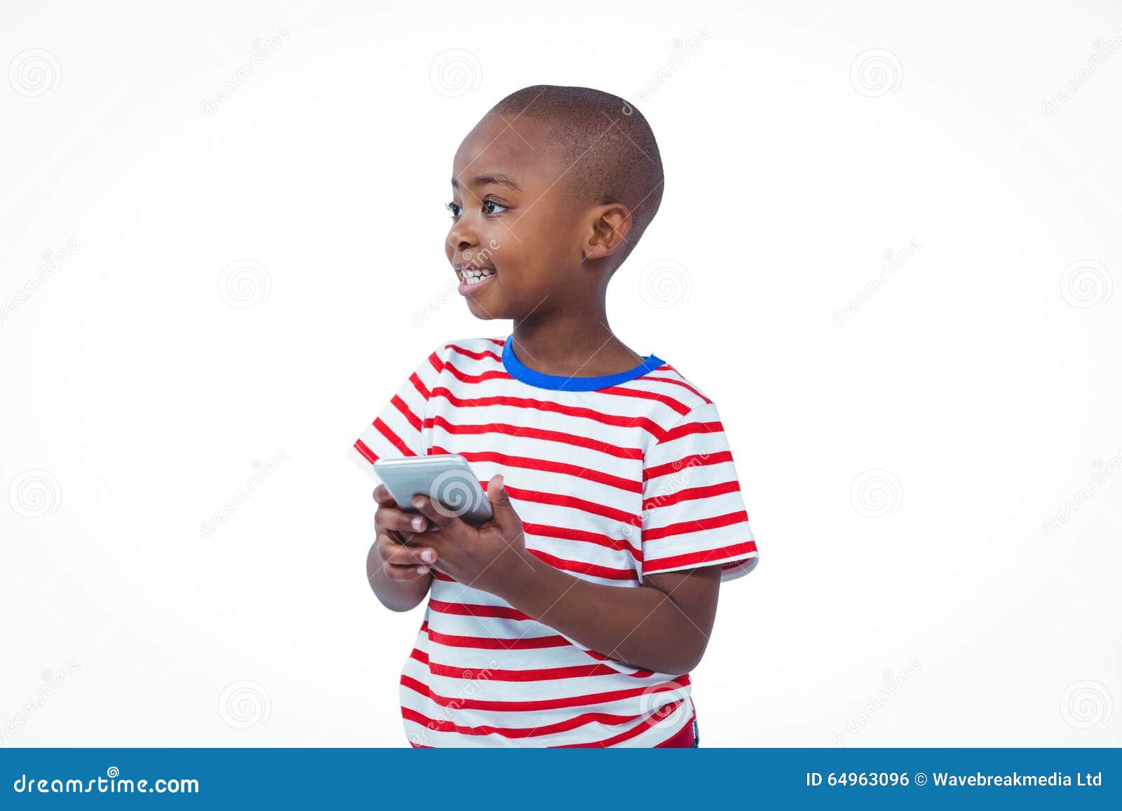 Standing Boy Holding Smartphone Stock Photo - Image of phone, showing ...