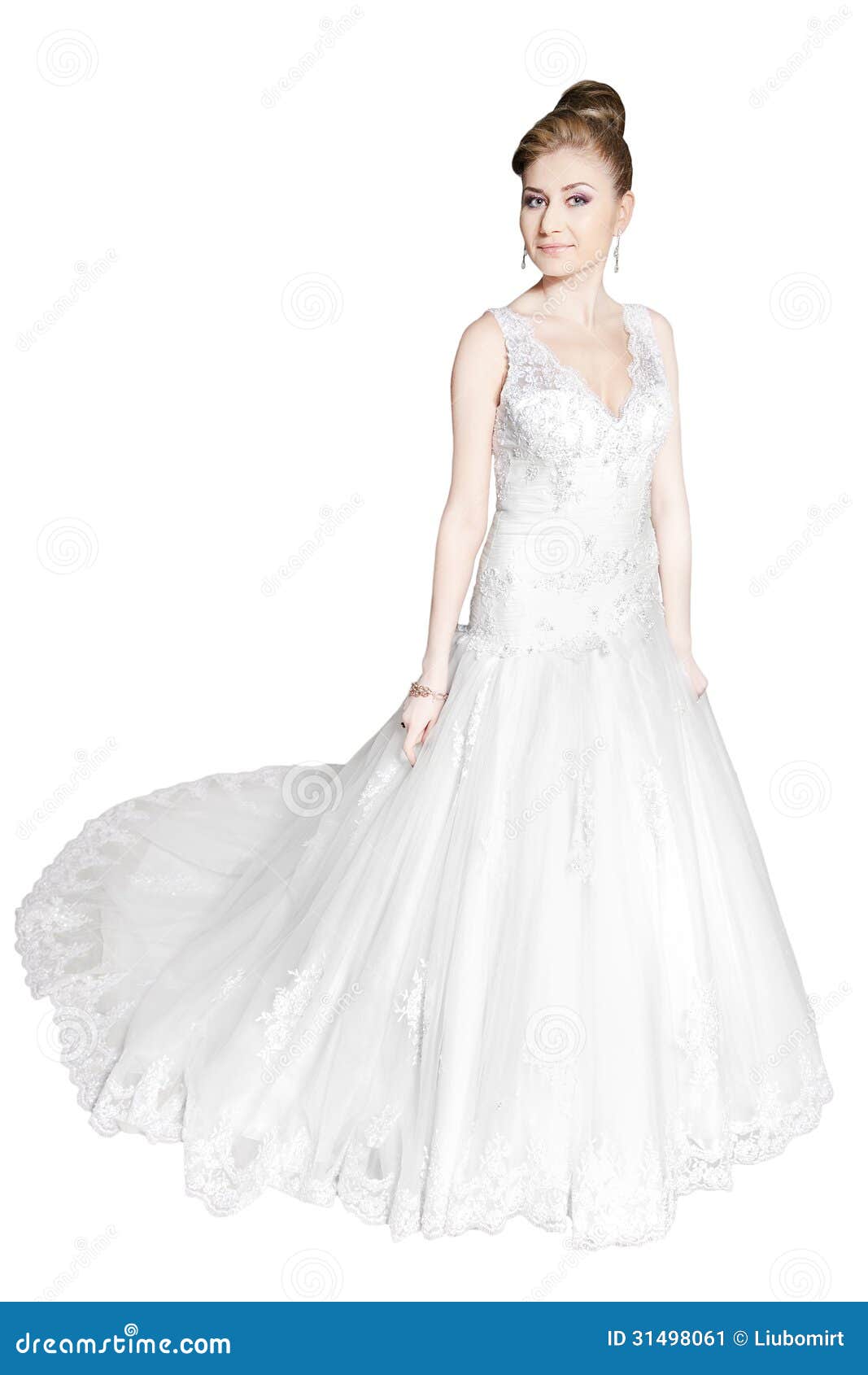 Standing bride on white stock image. Image of open, piercing - 31498061