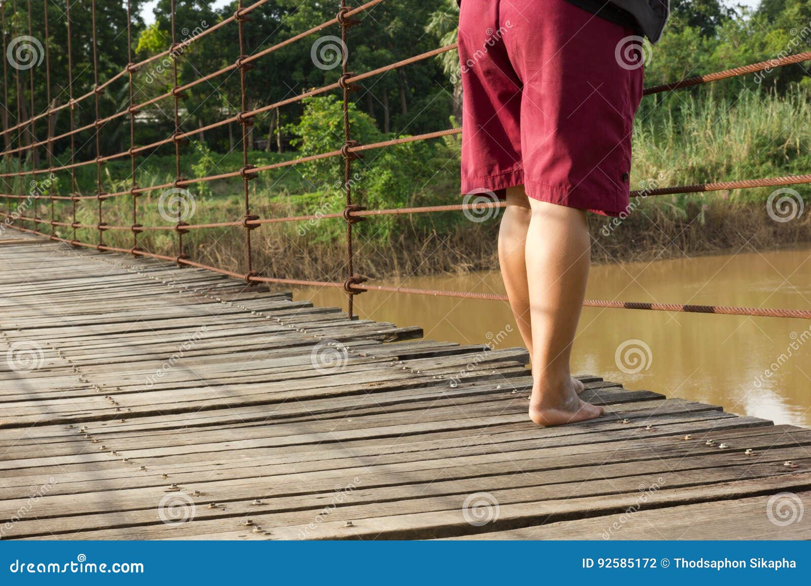 Standing on the bridge stock photo. Image of female, outdoors - 92585172