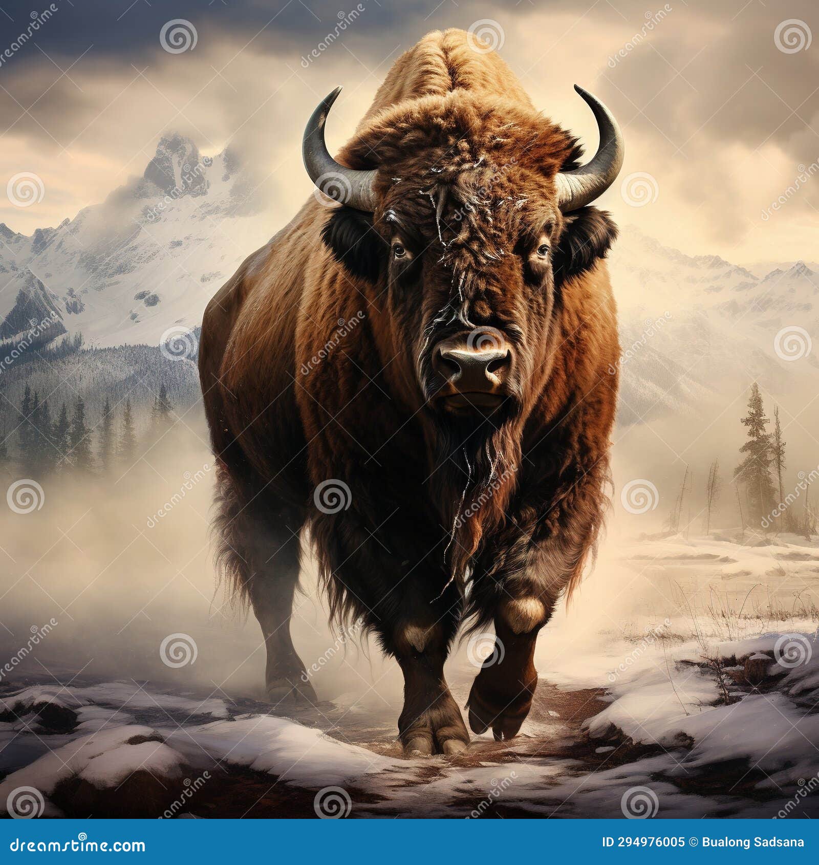 Standing Brown Bison, Kansas Made with Generative AI Illustration Stock ...
