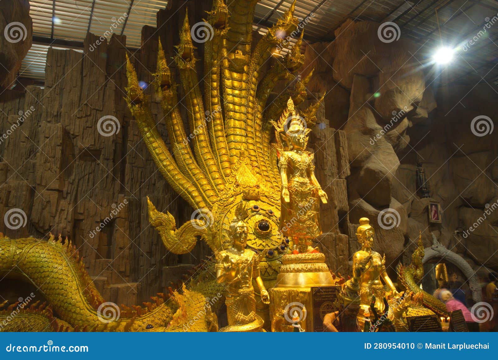 The Standing Buddha Image is in the Posture of a Serpent with a Serpent ...