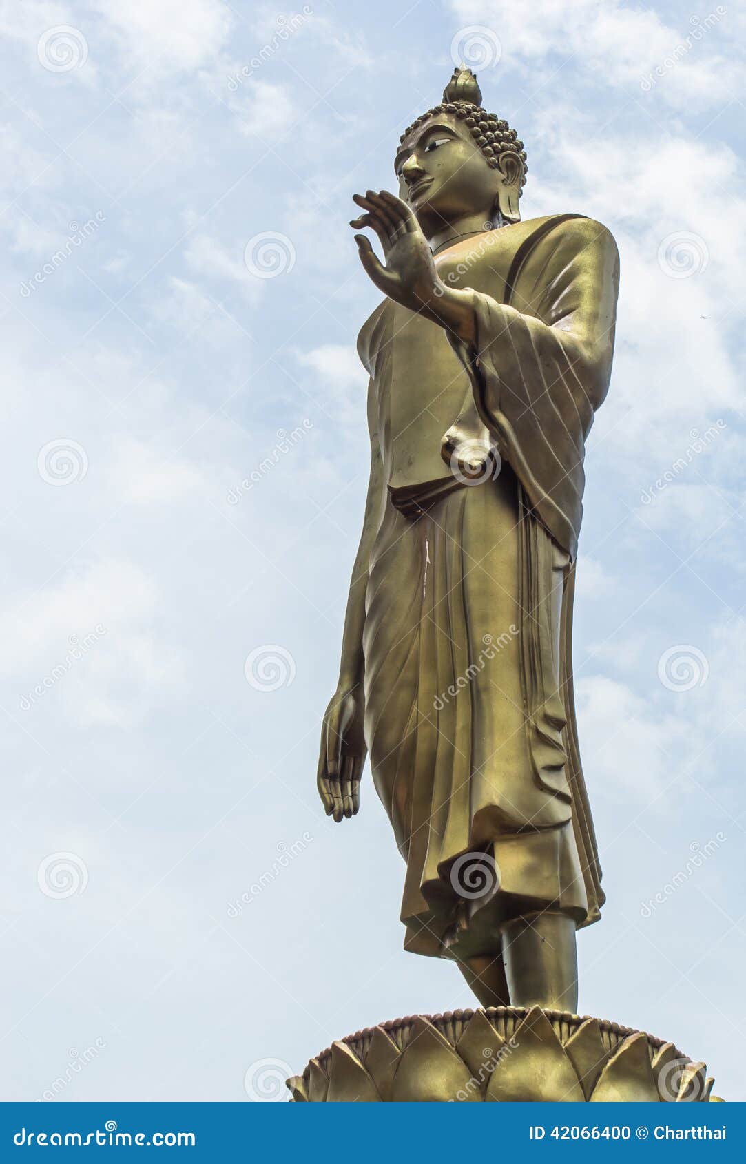 Standing Buddha statue stock photo. Image of bless, respect - 42066400