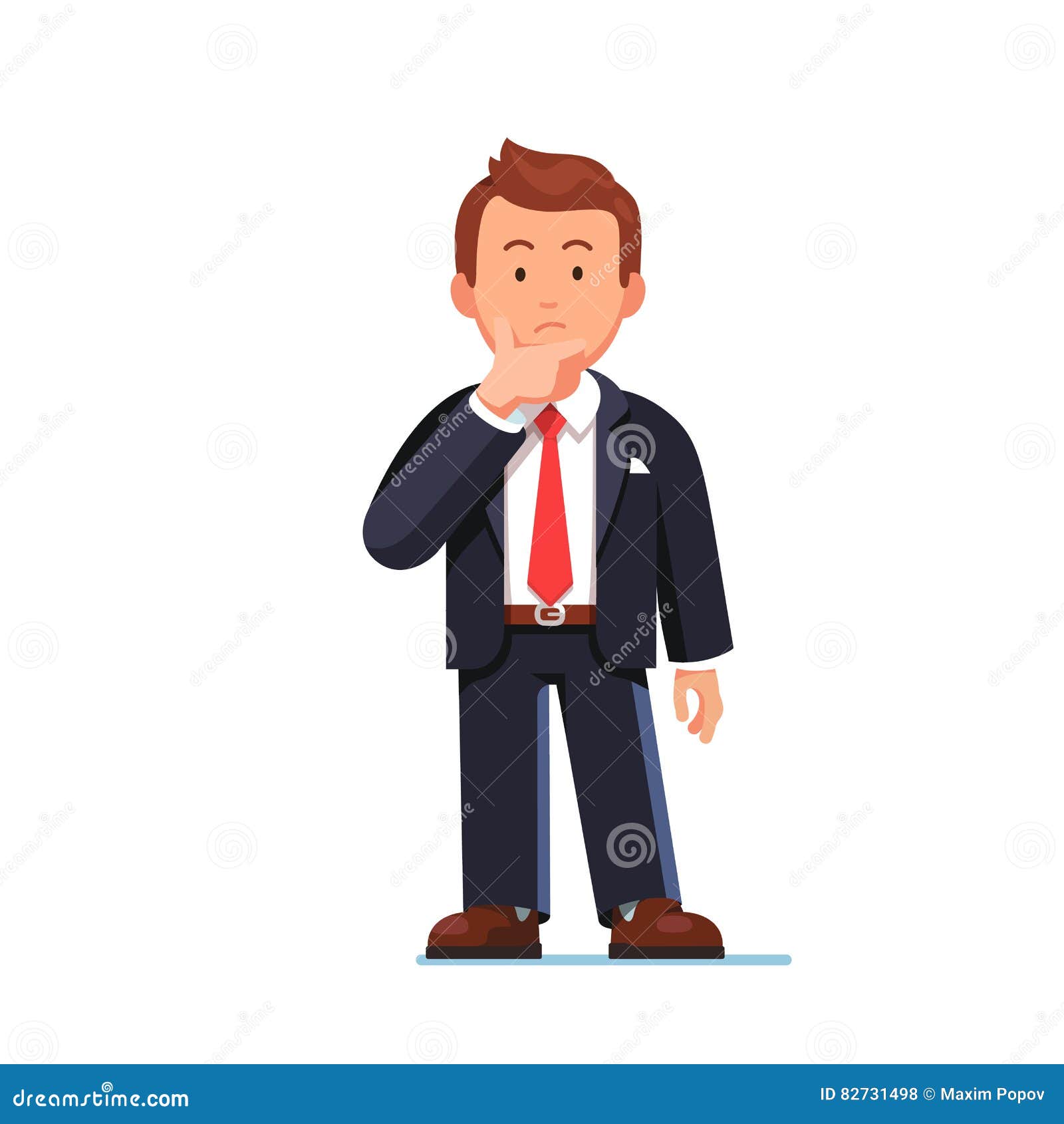 Standing Business Man Making Thinking Gesture Stock Vector ...