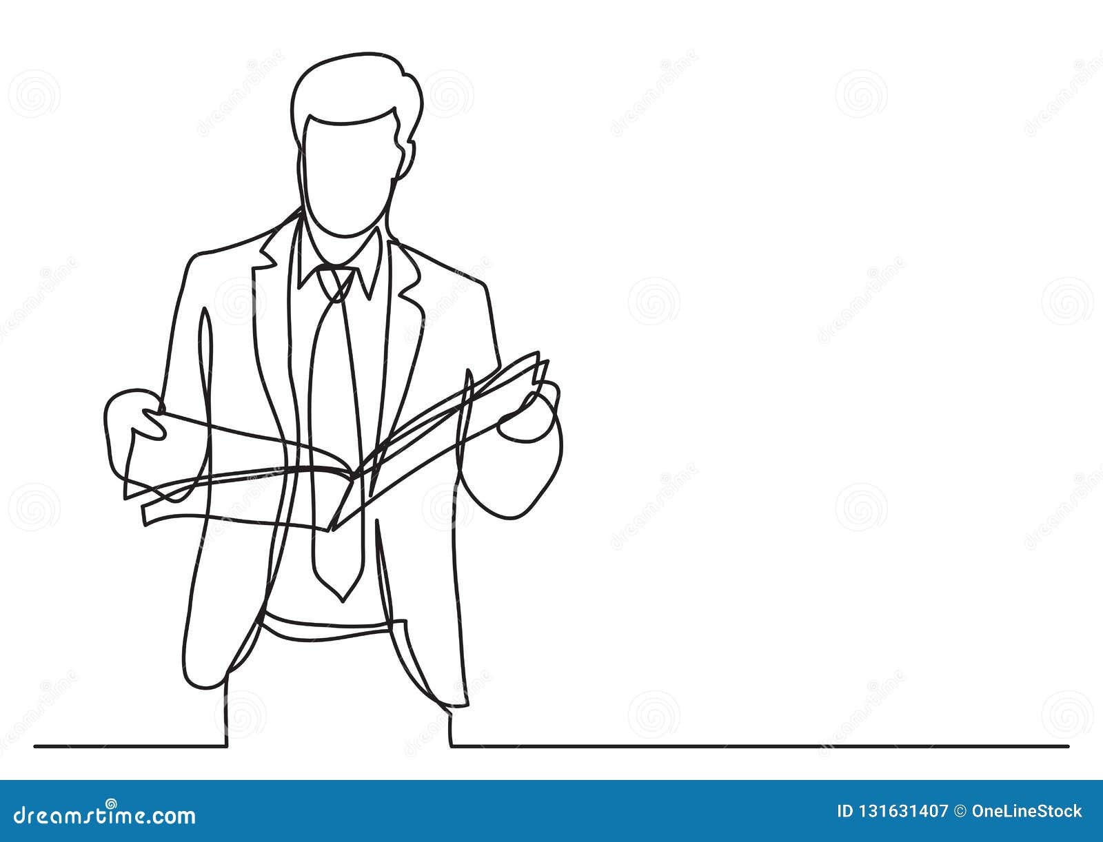 Standing Businessman Reading Newspaper - Continuous Line Drawing Stock ... Standing Businessman Reading Newspaper - Continuous Line Drawing Stock ...