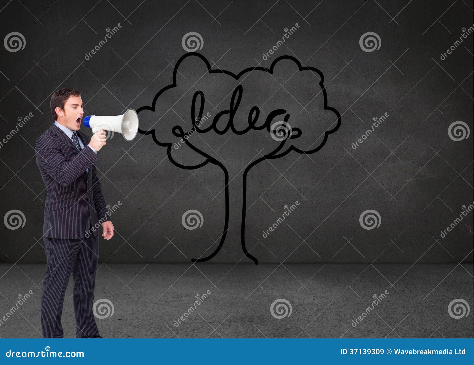 Standing Businessman Shouting through a Megaphone Stock Image - Image ...
