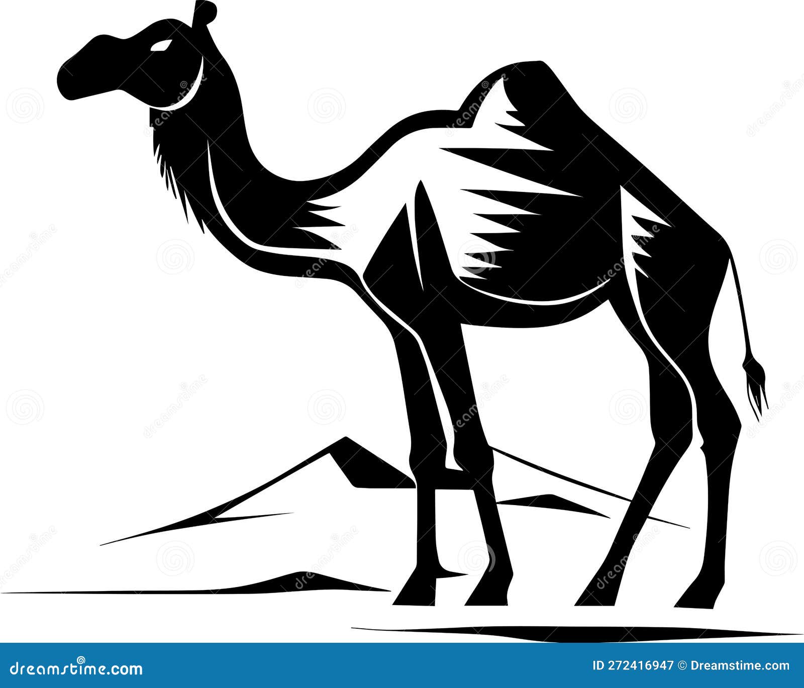 Standing Camel Profile Vector Black Silhouette Royalty-Free Stock ...