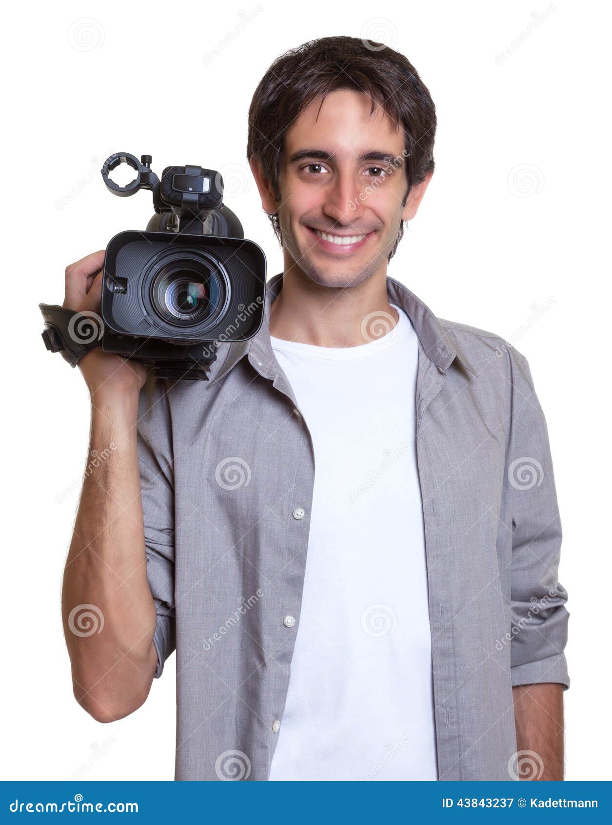 Standing Cameraman Waiting for Action Stock Image - Image of journalist ...