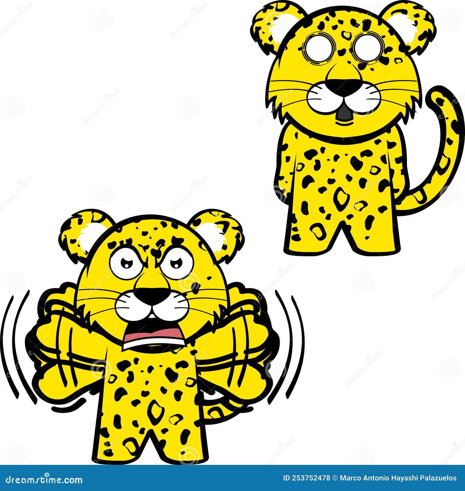 Screaming Chibi Leopard Kid Character Cartoon Expressions Pack ...